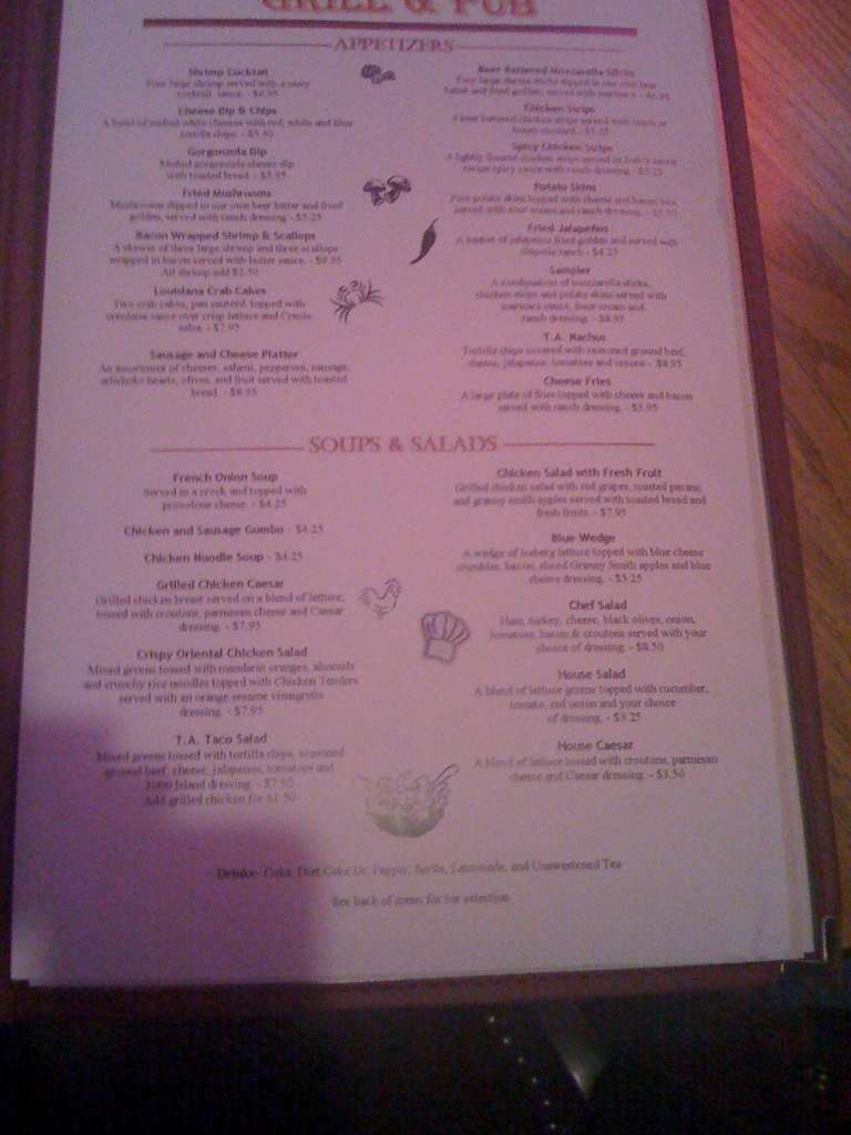 Menu at Markham Street Grill & Pub, Little Rock