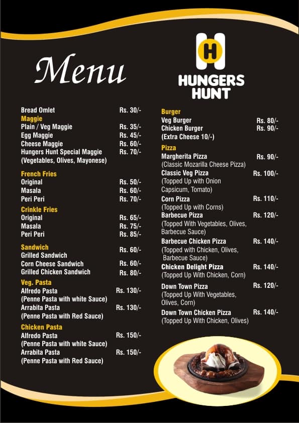 Menu of Hungers Hunt, Kothapet, Hyderabad