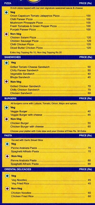 Menu at Food Family Friends, Delhi