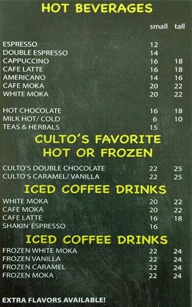 Menu at Culto Café cafe, Abu Dhabi, CJGW+WG8