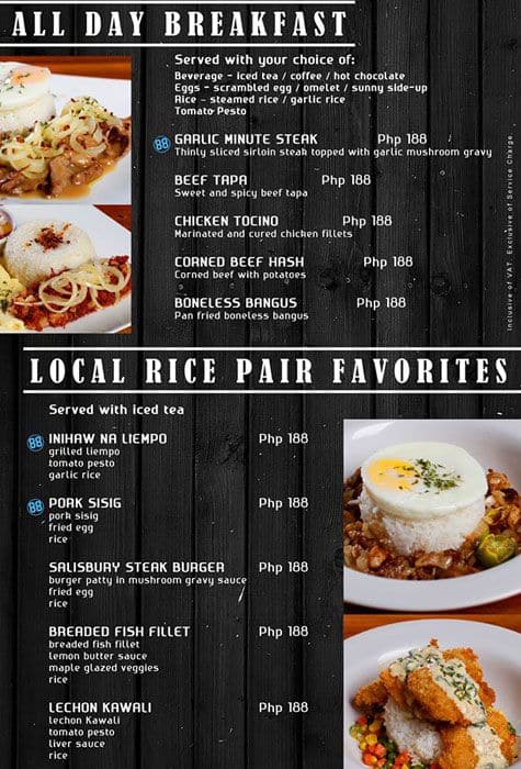 Carta del pub y bar Garage 88, San Juan