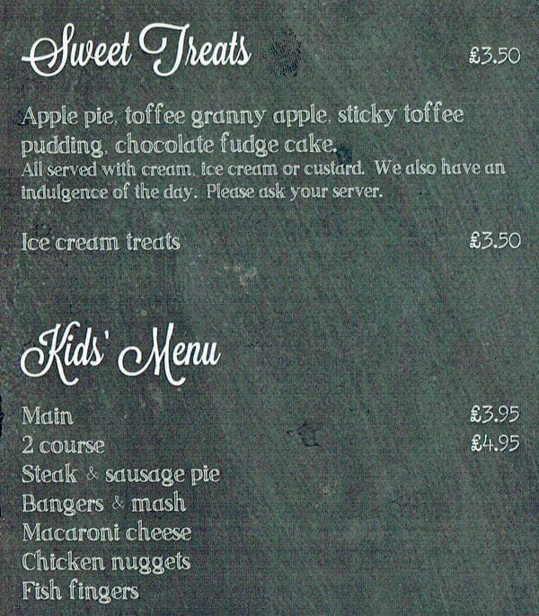 Menu at The Quarter Gill pub & bar, Glasgow, 232 Dumbarton Rd
