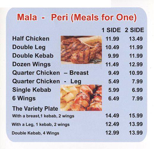 Menu at Chick-Felays restaurant, Toronto, 699 Markham Rd