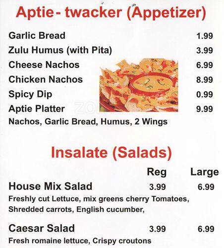Menu at Chick-Felays restaurant, Toronto, 699 Markham Rd