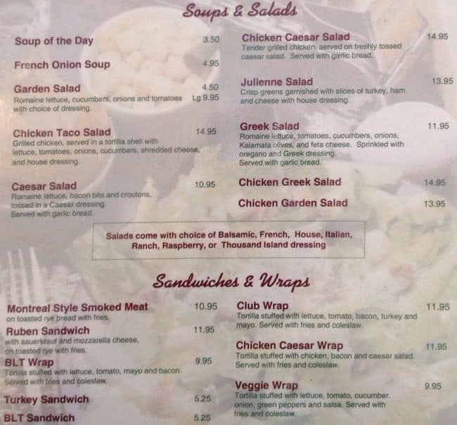 Menu at Thruway Restaurant, Carleton Place