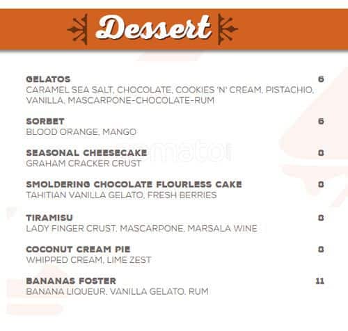Menu at Zanata steakhouse, Rockwall