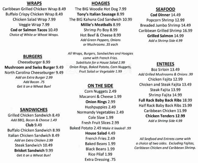 Menu at Landing Restaurant, Sherrills Ford