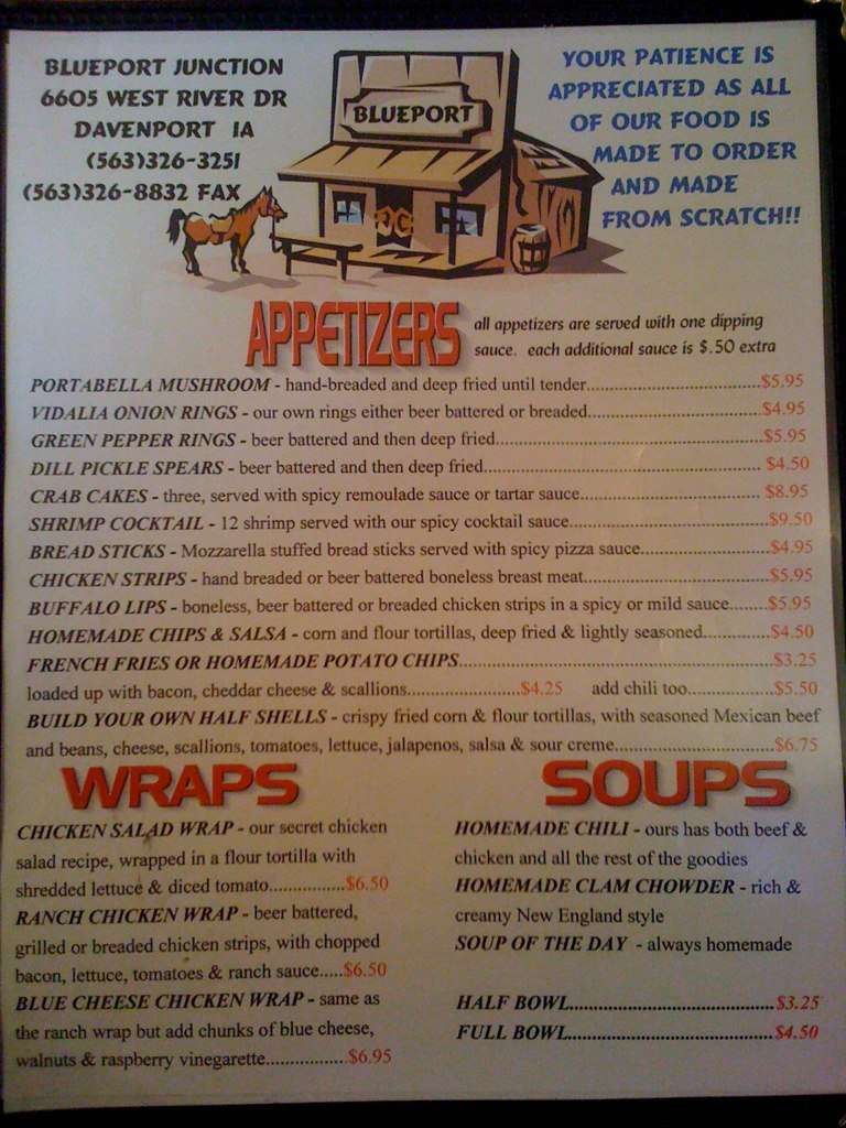 Blueport Junction Menu, Menu for Blueport Junction, Davenport ...