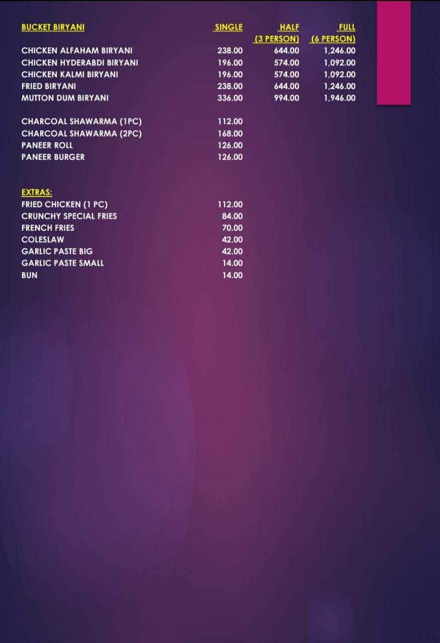 Menu of Crunchy Fried Chicken, Sanjay Nagar, Bangalore