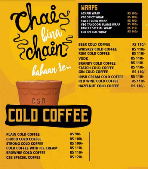 Menu At Chai Sutta Bar Amritsar 169