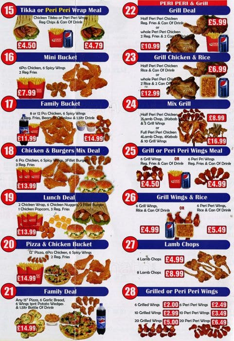 Menu at Chick Chicken fast food, London, 5A Clifton Rise