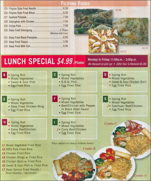 Menu au Wing Sun Chinese Restaurant, Mississauga