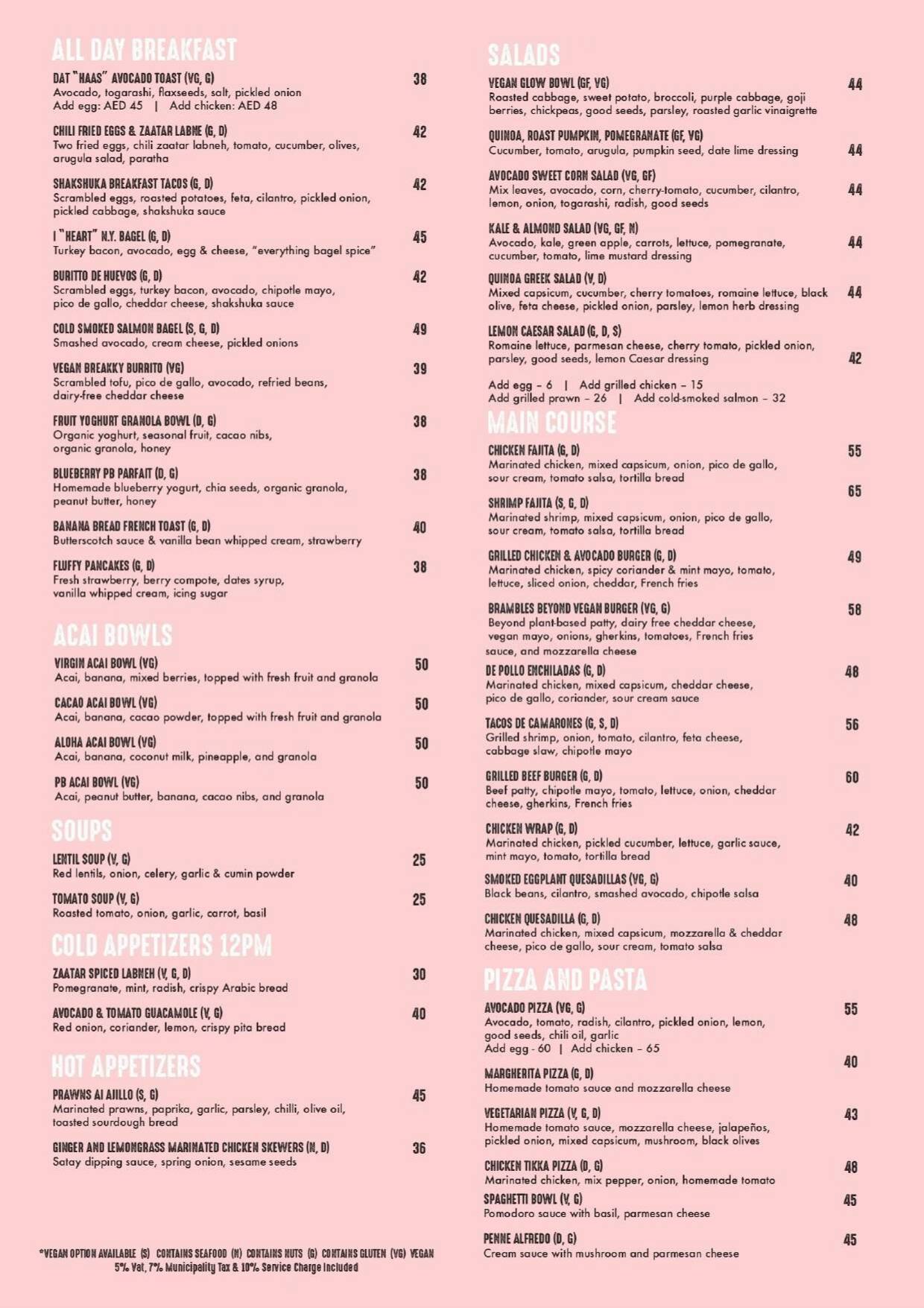 Menu of Brambles, Barsha Heights, Dubai