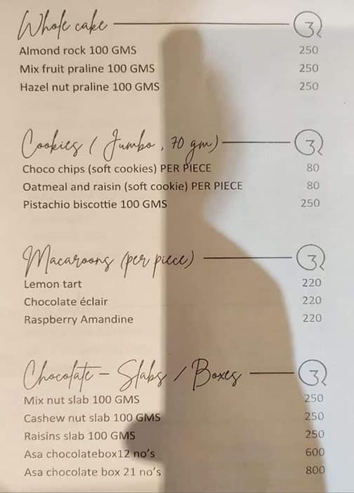 Menu of Qmin Shop, Connaught Place, New Delhi