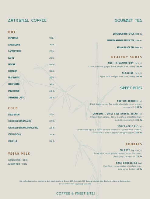 Menu of Bloom And Brew, Assagao, Goa