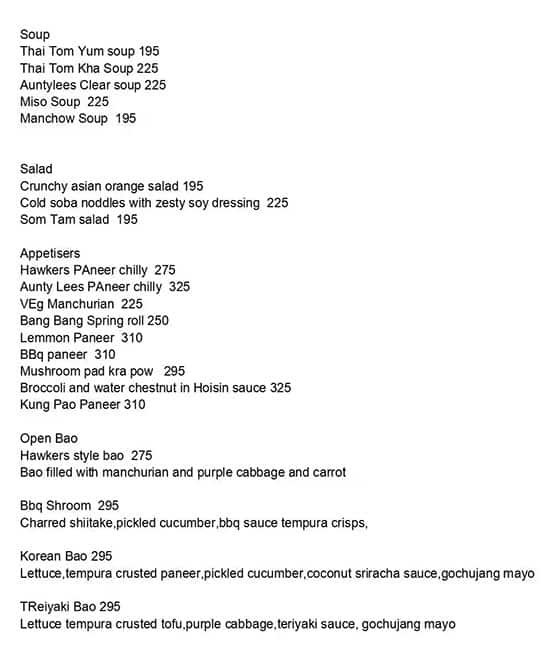 Menu at Aunty Lee - The Pan Asian Kitchen, Surat