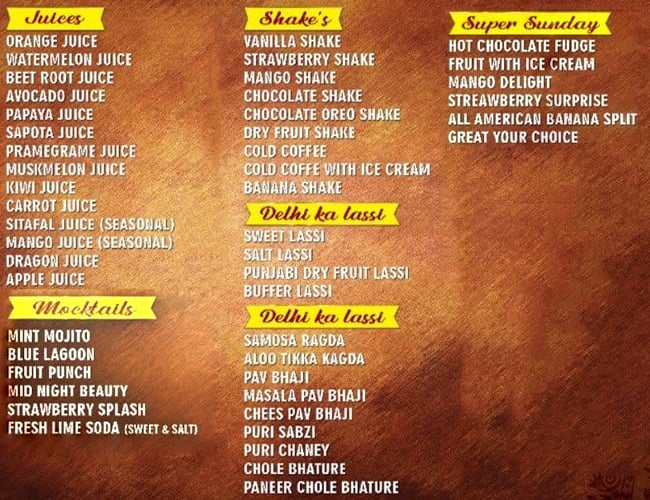 Menu at DELHI CHAT HOUSE, Hyderabad