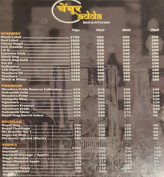 Menu of Chembur Adda, Chembur, Mumbai