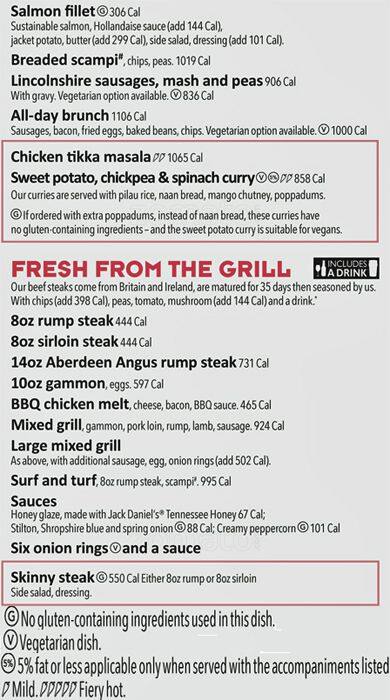 Menu at The Beehive - JD Wetherspoon pub & bar, London, 407-409 Brixton Rd