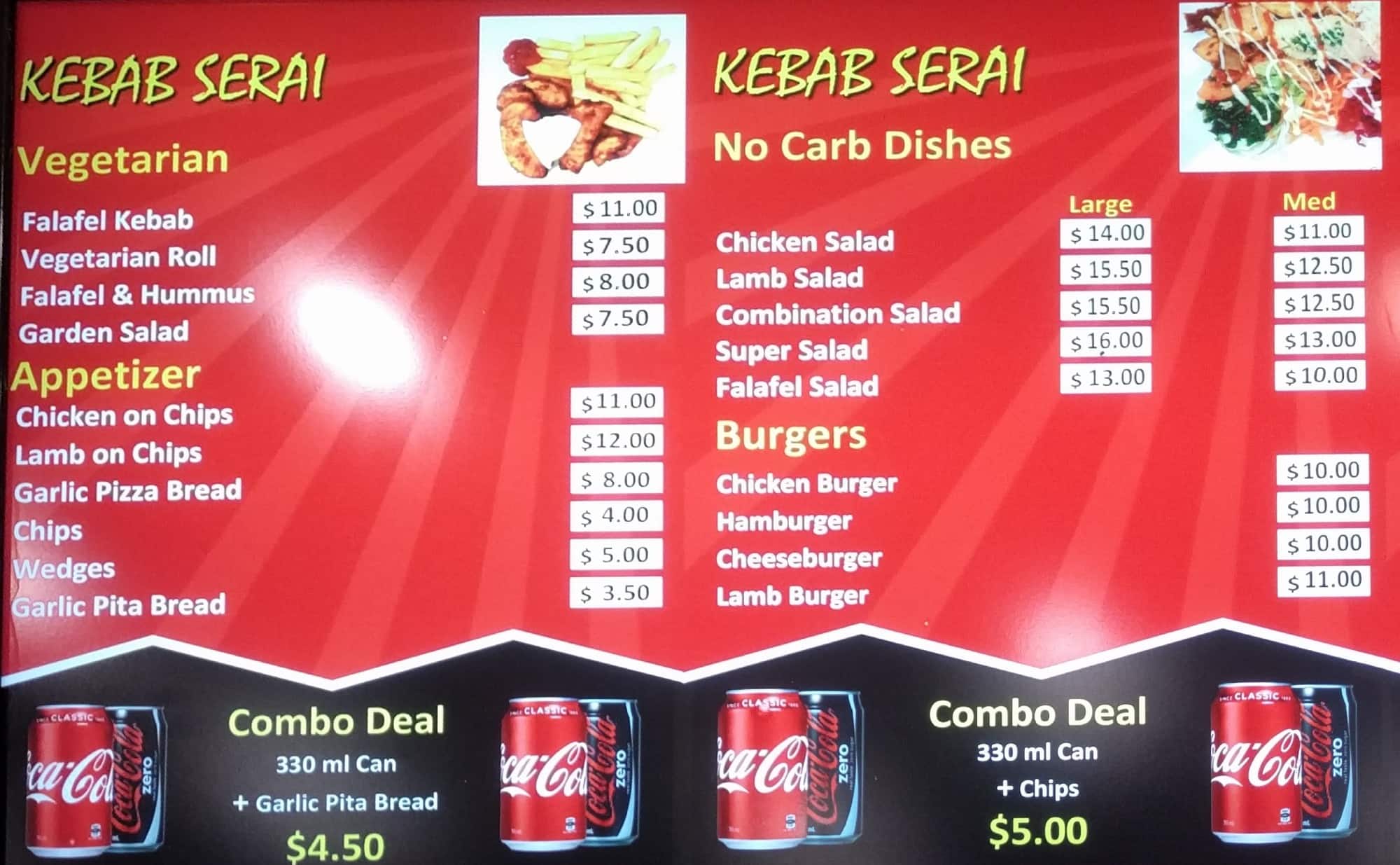 Menu at Kebab Serai restaurant, Auckland, 332 Remuera Rd