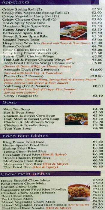 Menu at Chinatown Chinese Take Away restaurant, Lucan, Unit 14