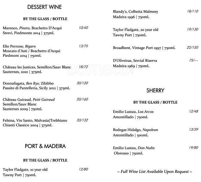 Menu at Fiola Mare restaurant, Washington