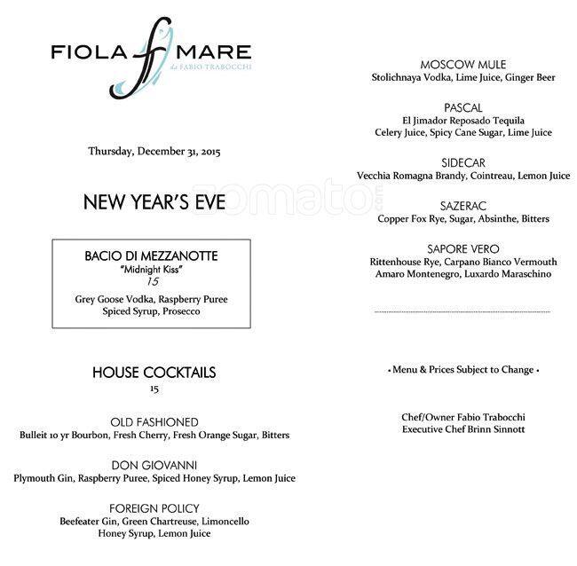 Menu at Fiola Mare restaurant, Washington