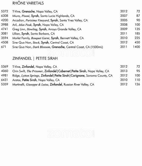 Menu at Fiola Mare restaurant, Washington