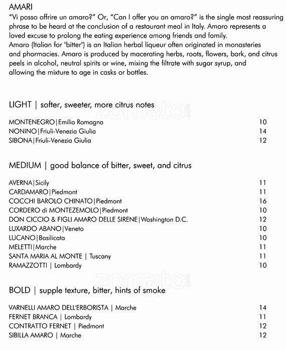 Menu at Fiola Mare restaurant, Washington