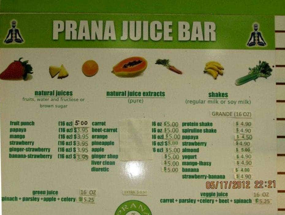 Prana Health Food & Vegetarian Restaurant Menu - Urbanspoon/Zomato