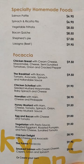 Menu at Ducky On Clyde cafe, Clyde, Shopping on Clyde