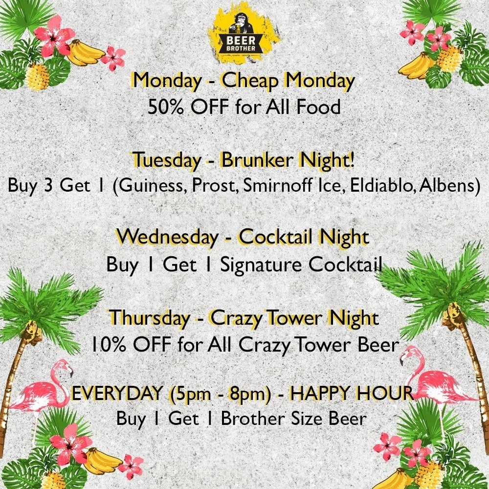 Menu at Beer Brother pub & bar, South Jakarta, Jl. Taman Kemang 2 No. 28