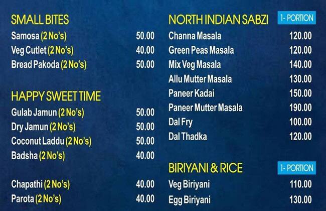 Menu of Hotel Rani, Lalbagh, Mangalore