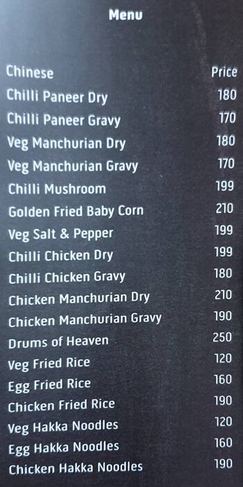 Menu of Backyard Kitchen, Sector 63, Noida