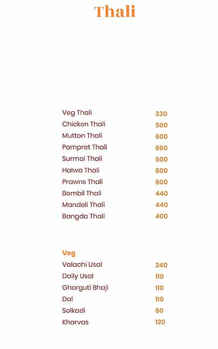 Menu of Pangat, Borivali West, Mumbai