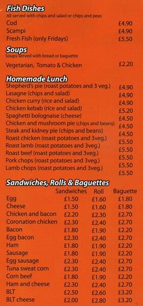 Menu at Roma Cafe, London, 21 Peckham Park Rd