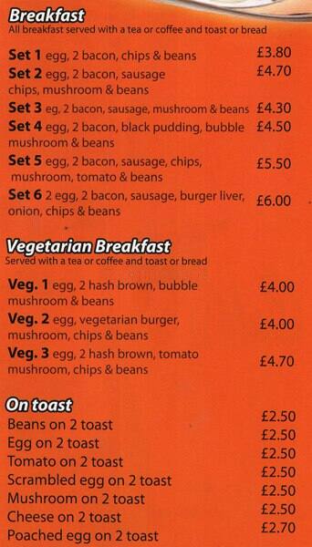 Menu at Roma Cafe, London, 21 Peckham Park Rd