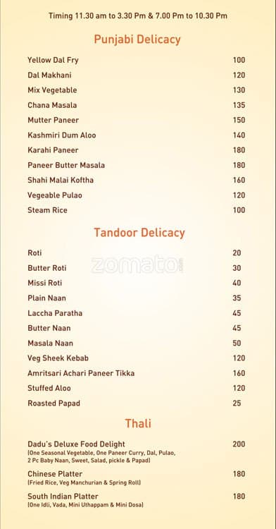 Menu at Dadus, Hyderabad, 36 Square