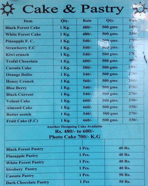 Menu at Shikarpuri Halwai, Ahmedabad, 10