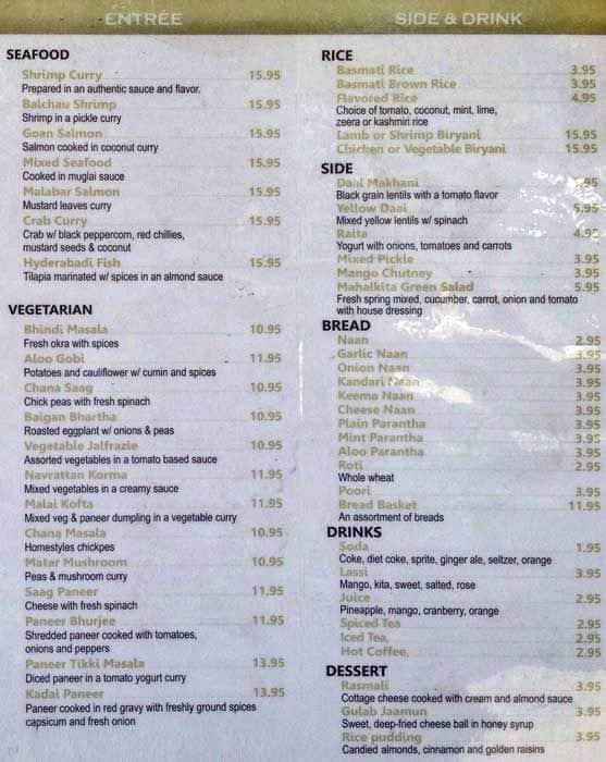 Menu at Mahal Kita desserts, New York City