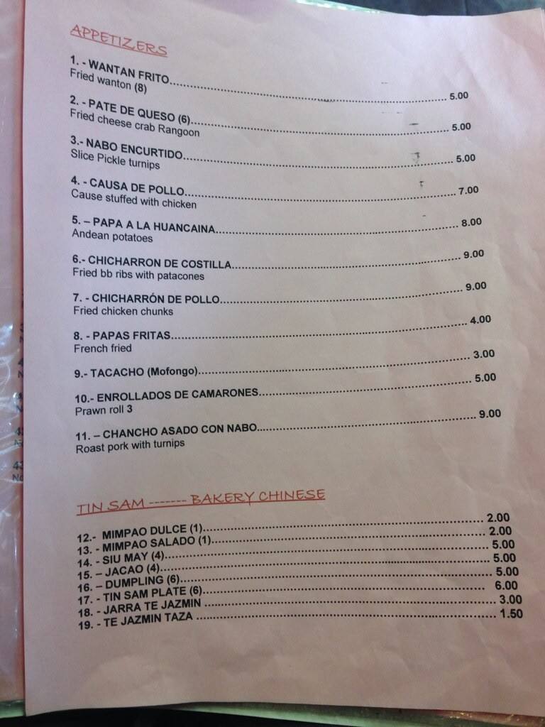 Chifa Peru Menu, Menu for Chifa Peru, Plantation/Sunrise, Miami ...