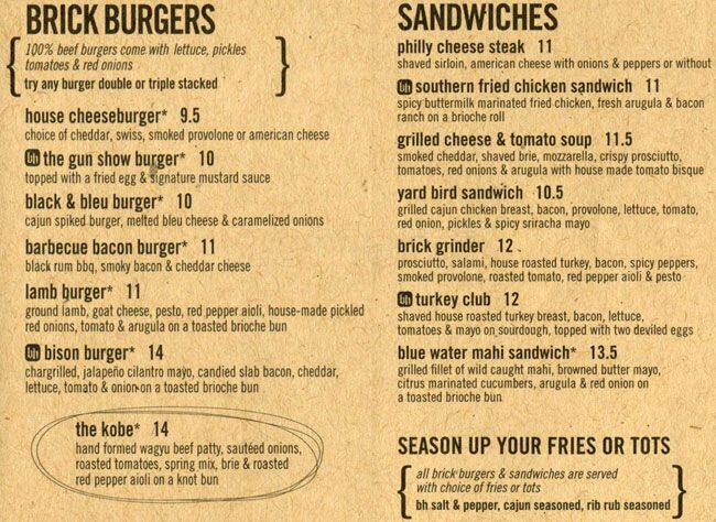 Menu at Brick House Tavern + Tap pub & bar, Parker