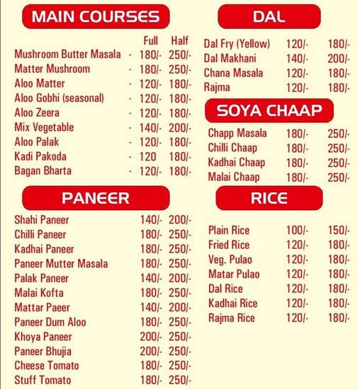Menu of Madhav Restaurant, Vasundhara, Ghaziabad