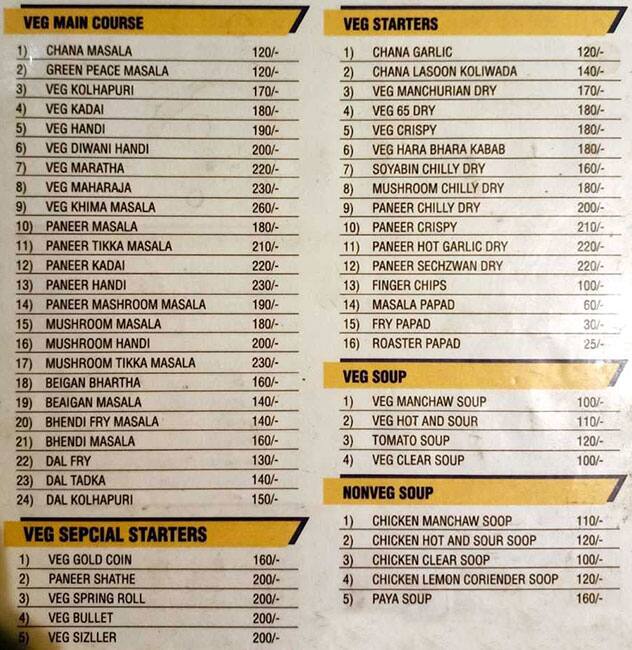Menu of Kokan Agri Ruchi Hotel, New Panvel, Navi Mumbai