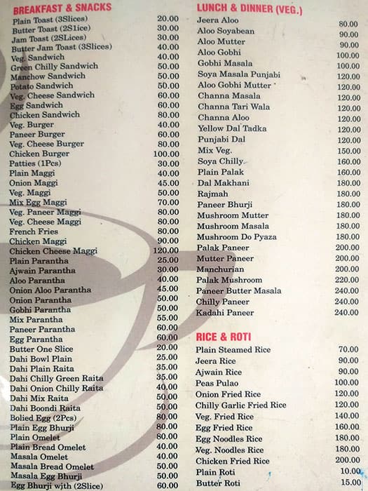Menu at Day Night Cafe Manali, Manali