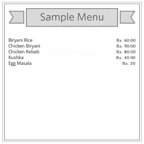 Menu at Karnataka Chicken Biryani, Bengaluru, Bus Stop
