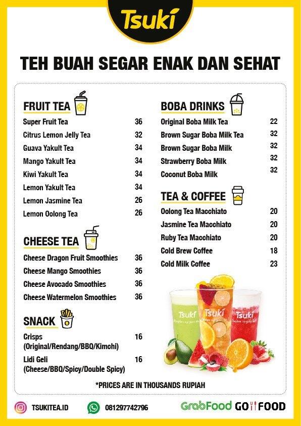 Menu at Tsuki Tea, Jakarta