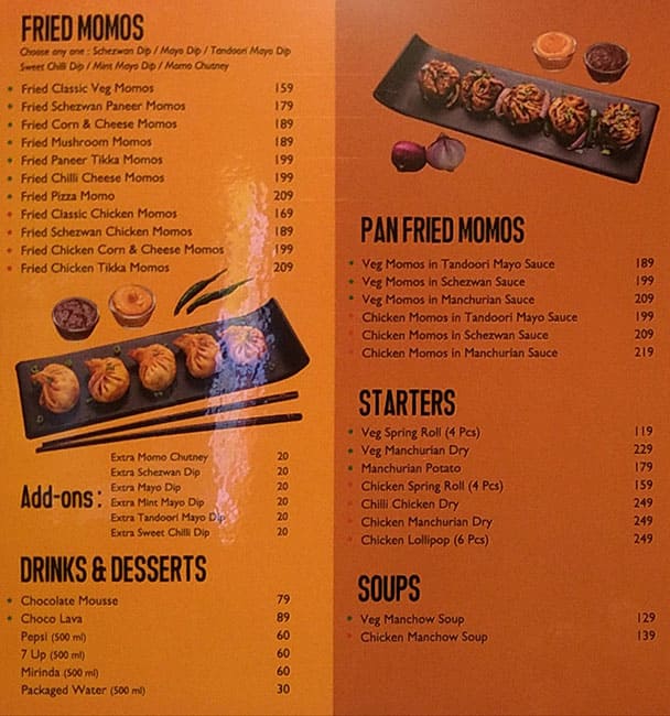 Menu of The Momo Co., Sahakara Nagar, Bangalore