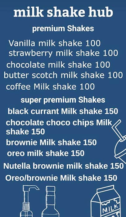 Menu of Milk Shake Hub, Attapur, Hyderabad