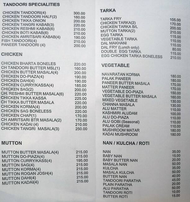 Menu at The Dhaba, Kolkata, 23